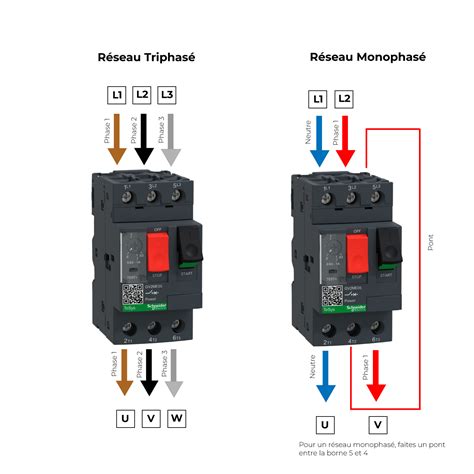 Schéma câblage disjoncteur magnéto thermique Pompe Moteur