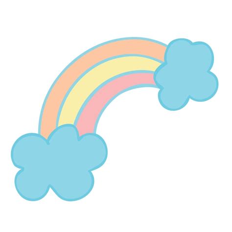 Premium Vector Cute Rainbow With Clouds In Doodle Style Vector