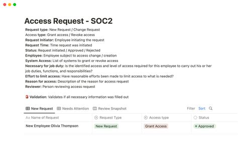 Access Request SOC2 Template Notion Marketplace