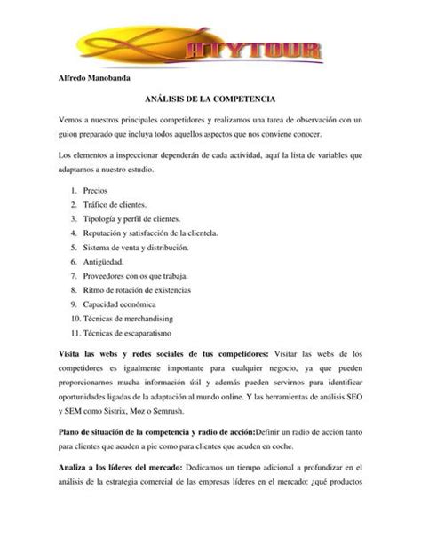 Ejemplo análisis de la competencia empresarial alfredo manobanda uDocz