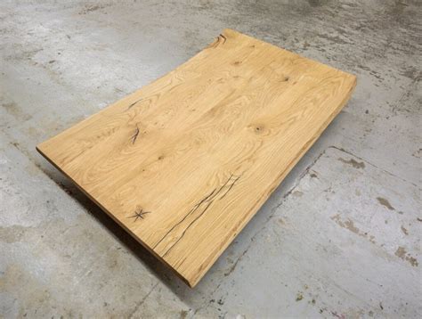 Tischplatte Eiche massiv geölt mit Baumkante beidseitig 140x90x4 cm