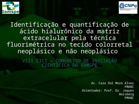 PPTX Identificação e quantificação de ácido hialurônico da matriz