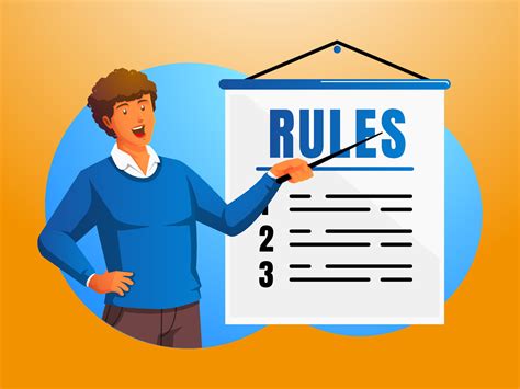 A Man Explains A List Of Rule Guidelines Vector Art At Vecteezy