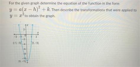 solved for the given graph determine the equation of the