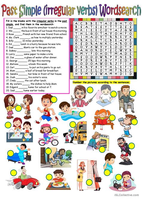 Wordsearch Grammar Exercise Past English ESL Worksheets Pdf Doc