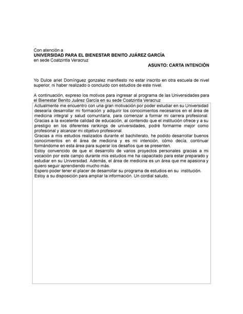 Carta DE Intención 2023 Con atención a UNIVERSIDAD PARA EL BIENESTAR