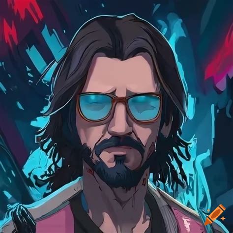 Anime Illustration Of Jonny Silverhand From Cyberpunk 2077 In Studio