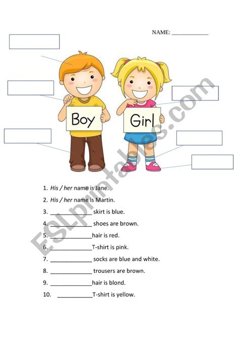 His Her Possessive Adjectives Esl Worksheet By Kiki