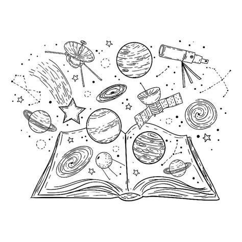 Раскраска Книга про космос распечатать или скачать