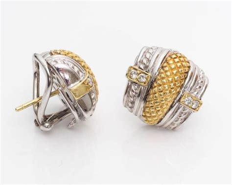 Judith Ripka Sterling Silver Diamond Gold Earrings Silver Diamonds