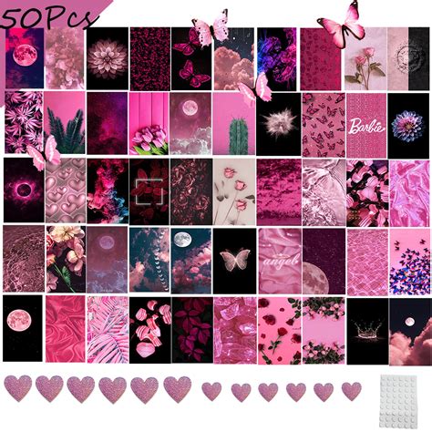 Buy Pink Neon Wall Collage Kit 50Pcs 4 X 6 Aesthetic Pictures Neon