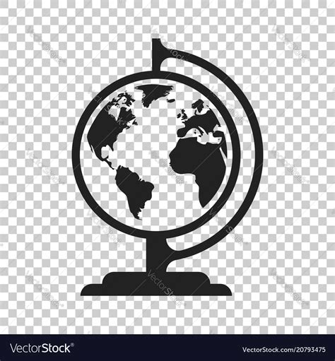 Globe World Map Icon Round Earth Flat Planet Vector Image