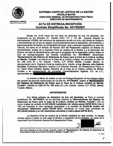 Pdf Acta De Entrega Recepci N Contrato Slmpllficado No