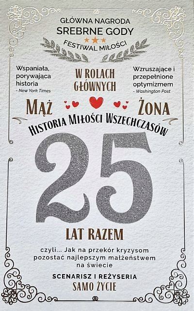 Kartka na 25 Rocznicę ślubu Srebrne Gody Piękna Historia Miłości extra