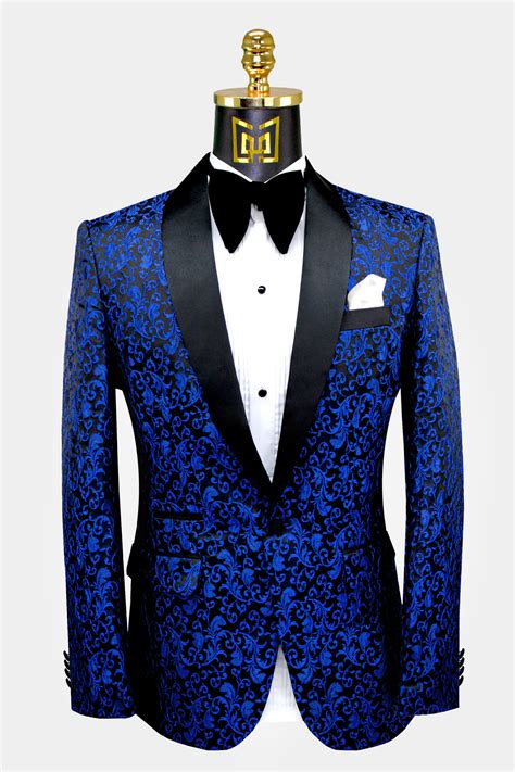 Smoking Jacket Royal Blue Velvet Mens Classic Suits Wedding Black Peak