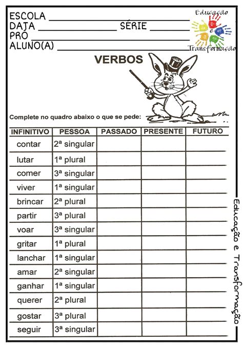 Atividade Sobre Verbos Ano Edulearn
