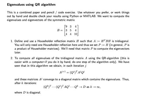eigenvalues using qr algorithm this is a combined