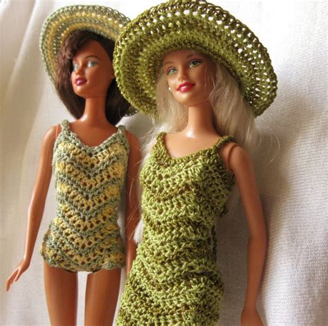 Barbie Doll Crochet Pattern Chevron Dress And Swimsuit With Wide