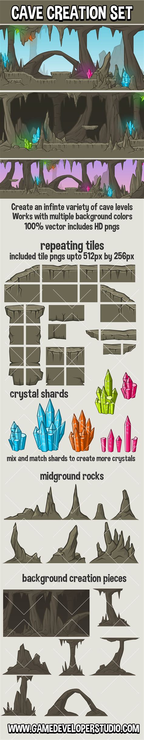 Cave Level Creation Pack Colorful Backgrounds Creation I Am Game