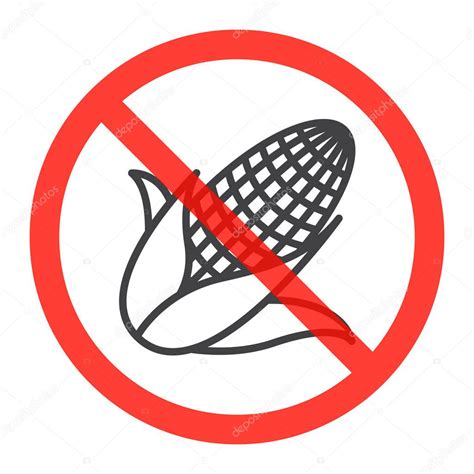 Icono de la línea de maíz en el círculo rojo prohibición No hay señal
