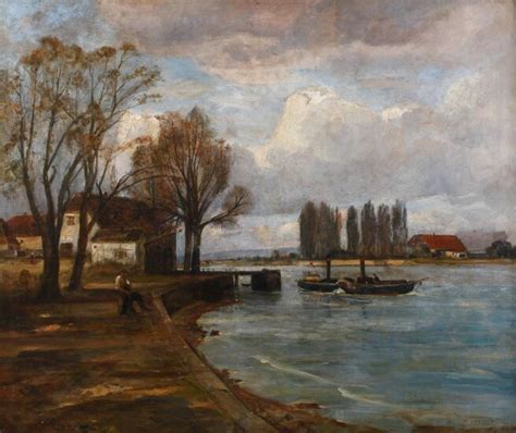 Lot Art Pedro Muth Avant le printemps Vue sur une rivière avec un