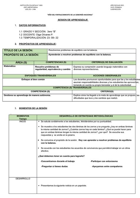 Sesi N Matem Tica Resolemos Problemas De Equilibrio Con La Balanza