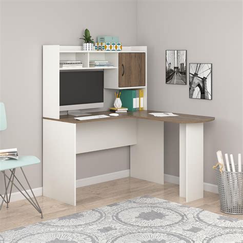 Mainstays L Shaped Desk With Hutch White Walmart Walmart