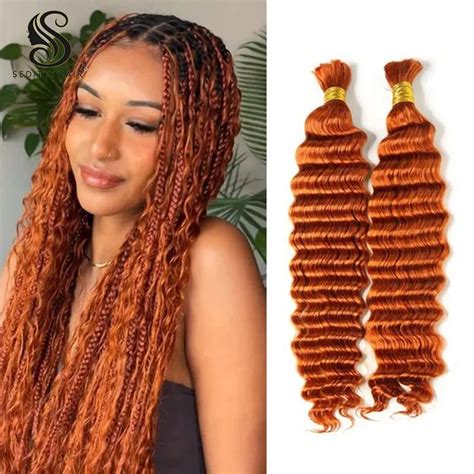 Ingwer Haar Bulk Deep Wave Echthaar Bulk Kein Schuss Jungfrau Haar Verl