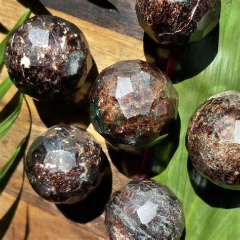 Sage Goddess Faceted Almandine Garnet Sphere For Passion