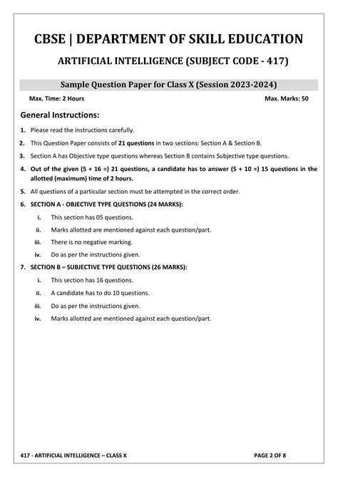Cbse Class Artificial Intelligence Sample Papers