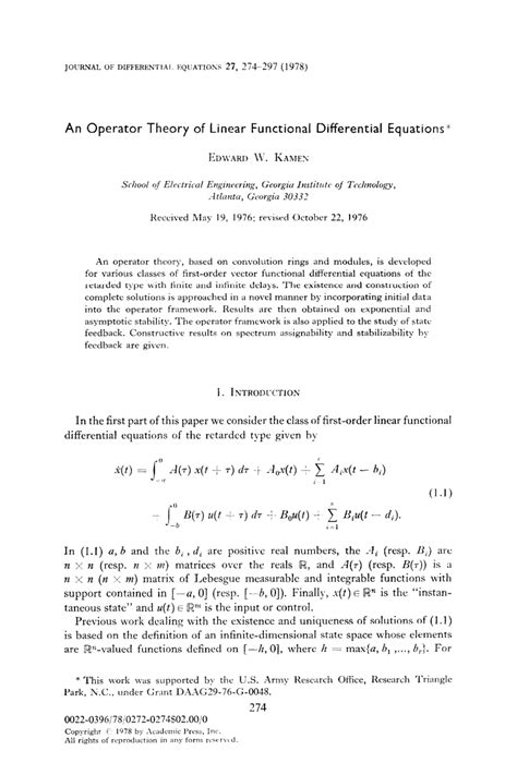 pdf an operator theory of linear functional differential equations