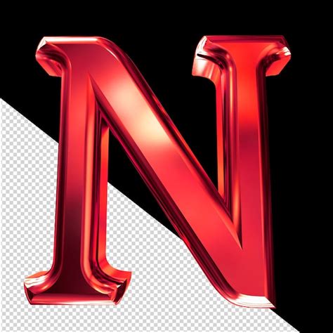Símbolo 3d rojo con la letra biselada n Archivo PSD Premium