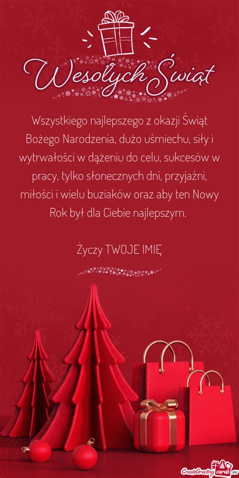 Wszystkiego najlepszego z okazji Świąt Bożego Narodzenia dużo uśmiechu