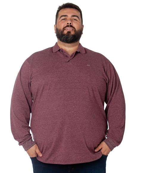 Polo Manga Longa Bordo Plus Size 001739 PlusMan Brasil