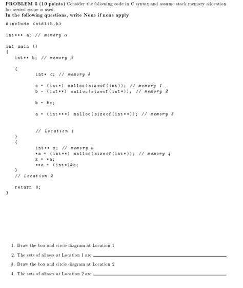 problem 5 10 points consider the following code in