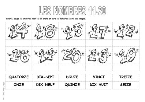 Les nombres 11 20 Français FLE fiches pedagogiques pdf doc