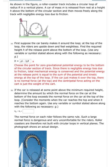 Solved As Shown In The Figure A Roller Coaster Track Inc Chegg