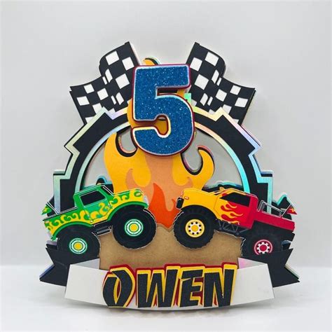 Monster Truck Cake Topper Monster Truck Party Decor Etsy Monster