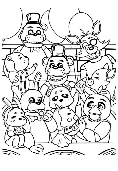 Free Printable Five Nights At Freddy S Characters Coloring Page Sheet