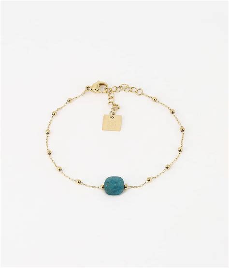 Bracelet ZAG Pablo bleu apatite Acier doré By Cracotte