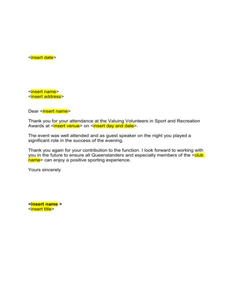 Thank You Letter For Attending Award Ceremony Infoupdate Org
