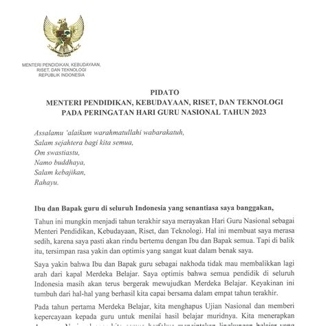 Ini Dia 5 Poin Penting Pidato Mendikbud Ristek Pada Peringatan Hari