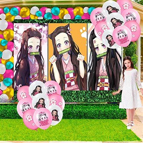 Nezuko Party Supplies Birthday Decorations Demon Slayer Plates Banner