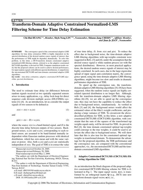 pdf transform domain adaptive constrained normalized lms filtering scheme for time delay