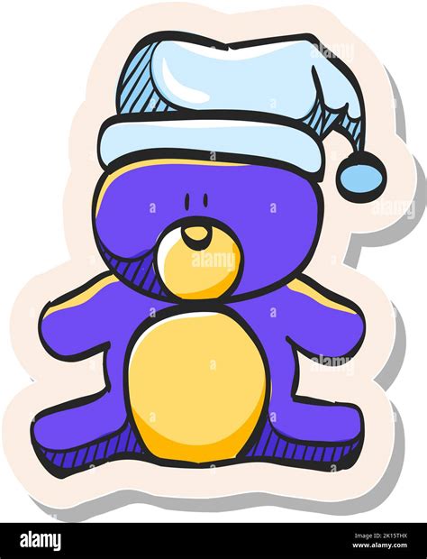 Hand Drawn Teddy Bear Icon In Sticker Style Vector Illustration Stock