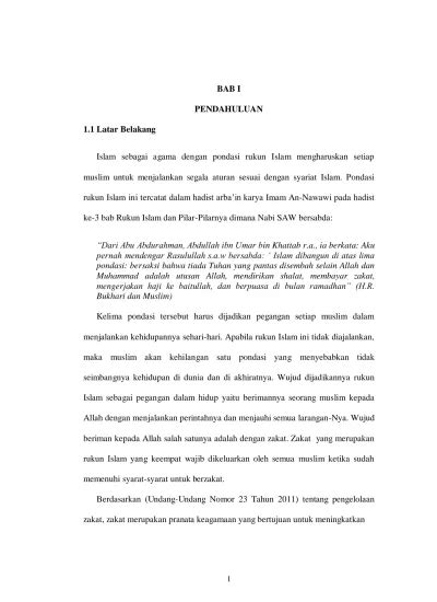 BAB I PENDAHULUAN Rukun Islam Ini Tercatat Dalam Hadist Arba In Karya