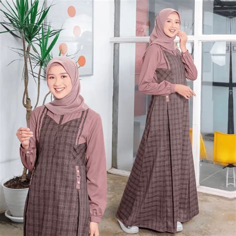 10 Gamis Kotak Kotak Modern Ethica Tampil Trendy Kekinian