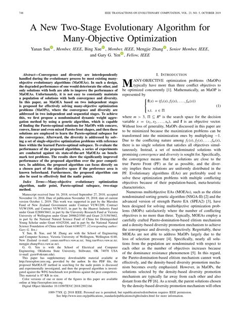 pdf a new two stage evolutionary algorithm for many objective optimization