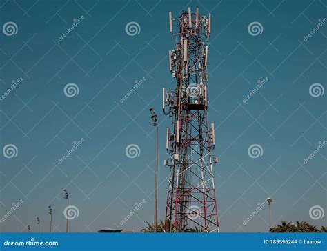 Telecom Tower Communication Tower With Sky Background Stock Photo