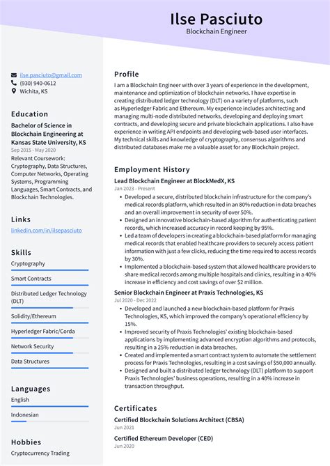 Apple Blockchain Engineer Resume Examples Resumecat